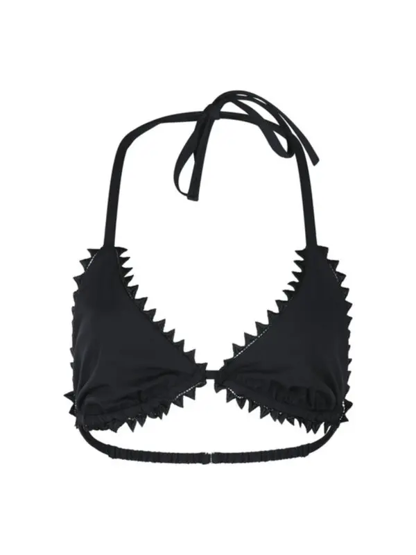 Jacquemus Triangle Bikini Top With Braided Edge - Black