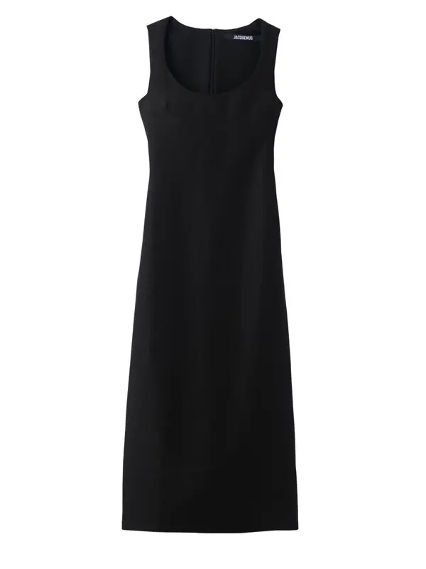 Jacquemus Linen & Viscose Blend Tablier Dress - Black