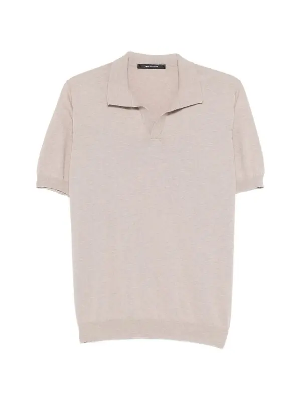 Tagliatore Short Sleeve Split Neck Polo Size - Beige