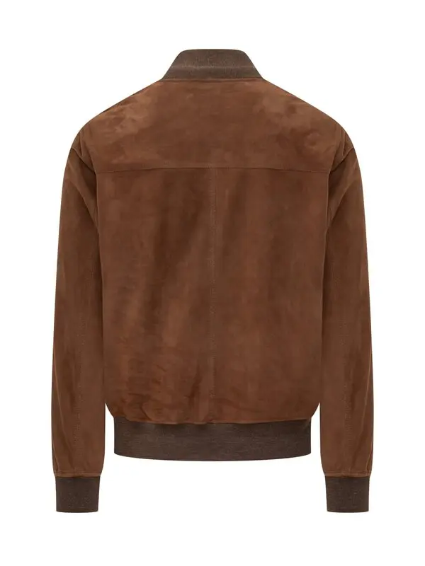 RENZO CENCI Suede Bomber Jacket With Stand Collar