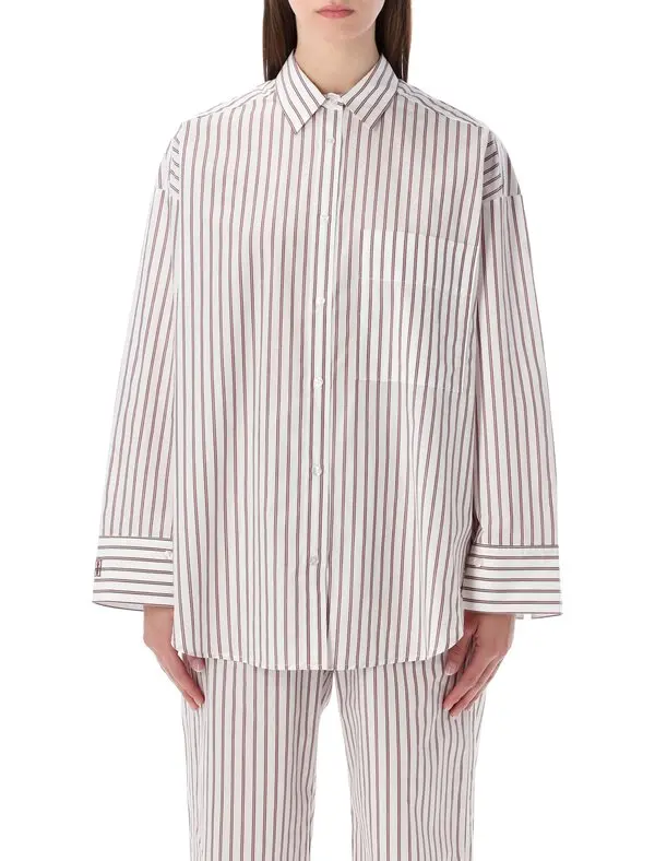 BY MALENE BIRGER Oversized Striped Cotton Shirt - Cabernet Stripe