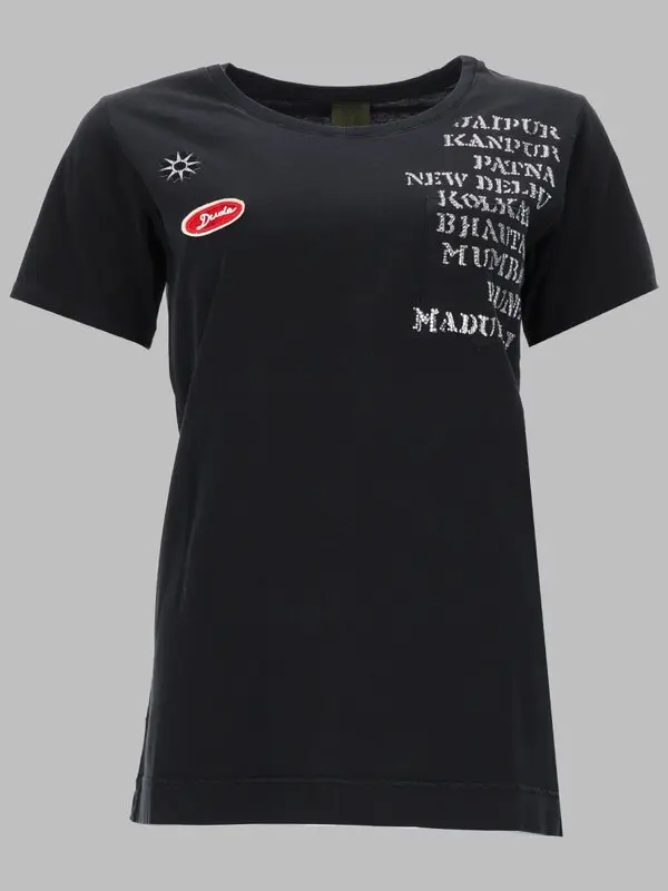 Mr & Mrs Italy Stamp Design" T-shirt - Black