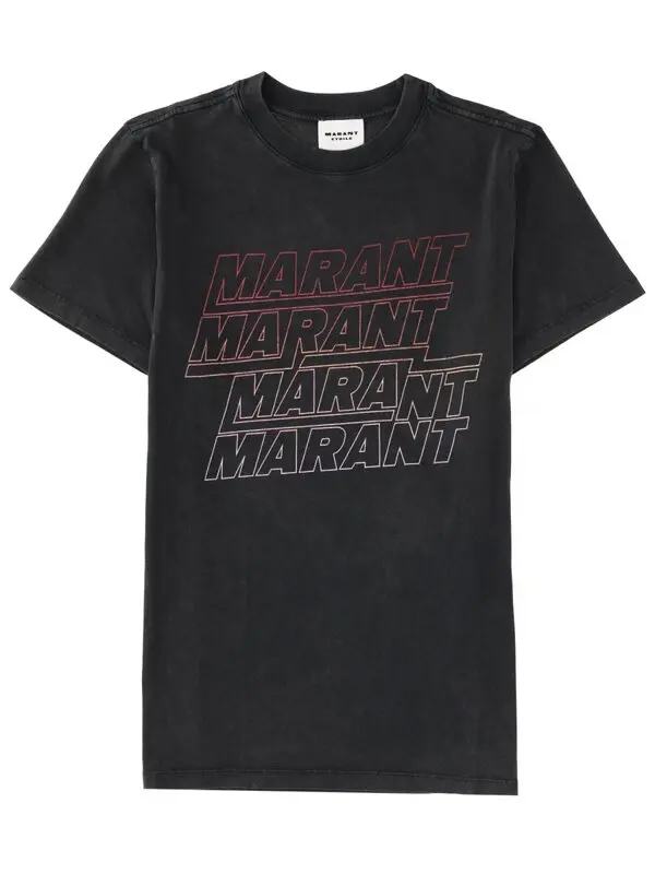 MARANT ETOILE Marant" Graphic Cotton T-shirt Dress - Black