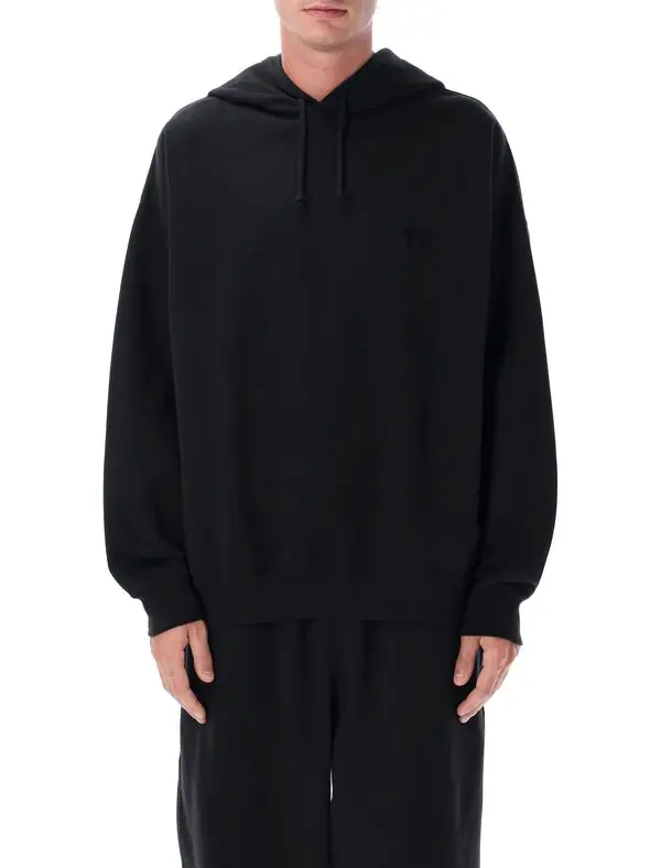 Y3 Oversized Terry Hoodie With Drawstring And Side Pockets - Black