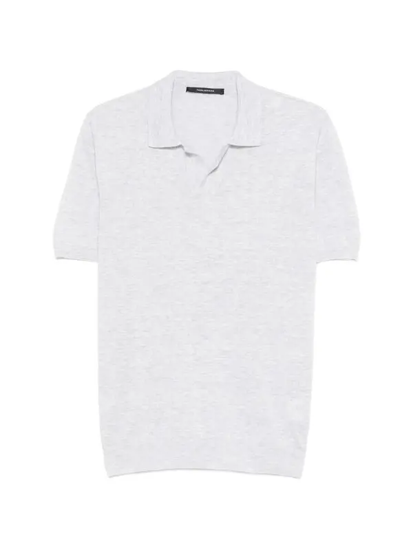 Tagliatore Short Sleeve Polo With Slit Neckline Size - Grey