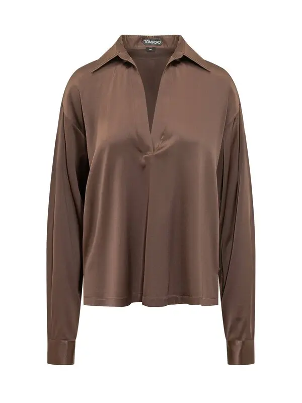 TOM FORD Elegant V-neck Blouse With Collar