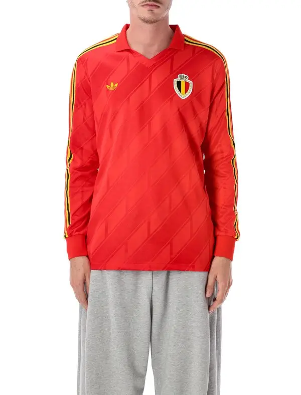 ADIDAS ORIGINALS Belgium Long Sleeve Soccer Jersey - Rosso
