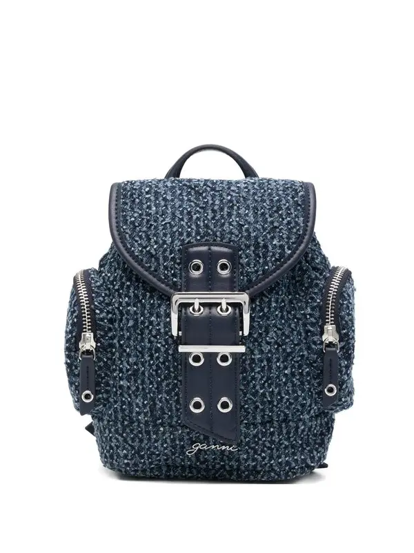 GANNI Mini Backpack With Adjustable Buckle And Removable Shoulder Straps - Blue