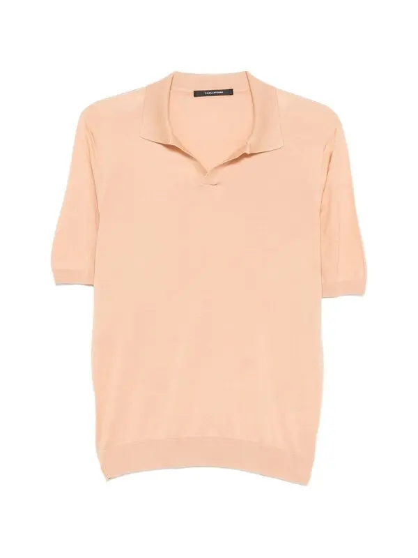 Tagliatore Silk Polo With Slit Neckline And Ribbed Hem Size - Orange