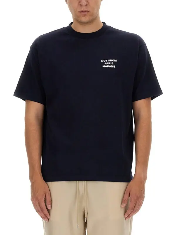 Drole De Monsieur Classic Cotton T-shirt For - Blue