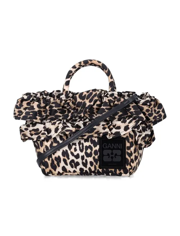 GANNI Leopard Print Ruffled Shopper - Leo