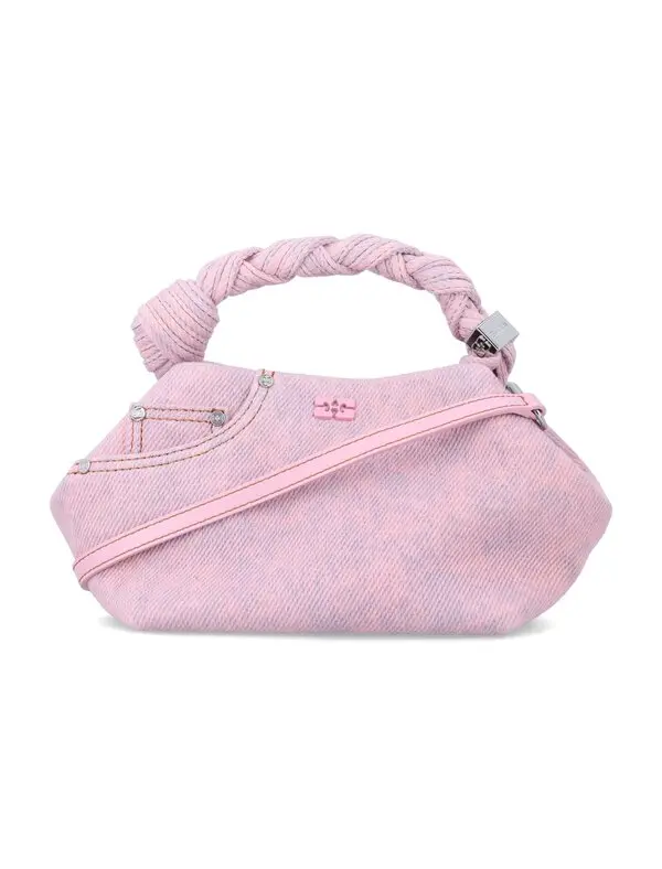 GANNI Denim Small Bou Bag - Pink