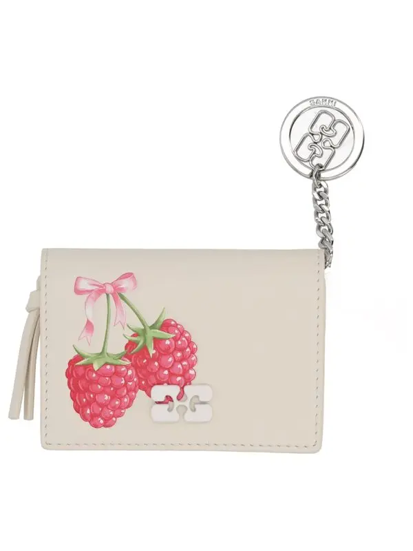 GANNI Mini Logo Wallet - Beige