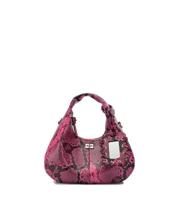 GANNI Snake-embossed Shoulder Bag With Knotted Handle - Raspberry Rose