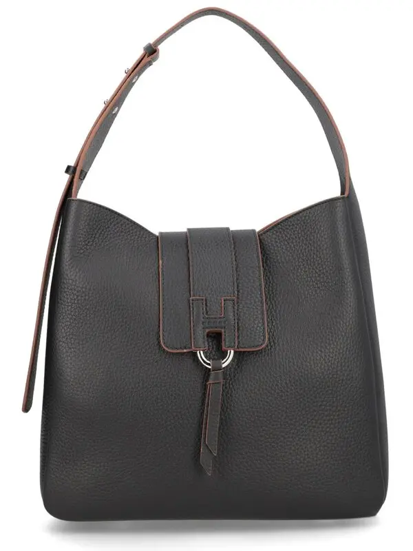 Hogan Hobo Bag In Calfskin - Black
