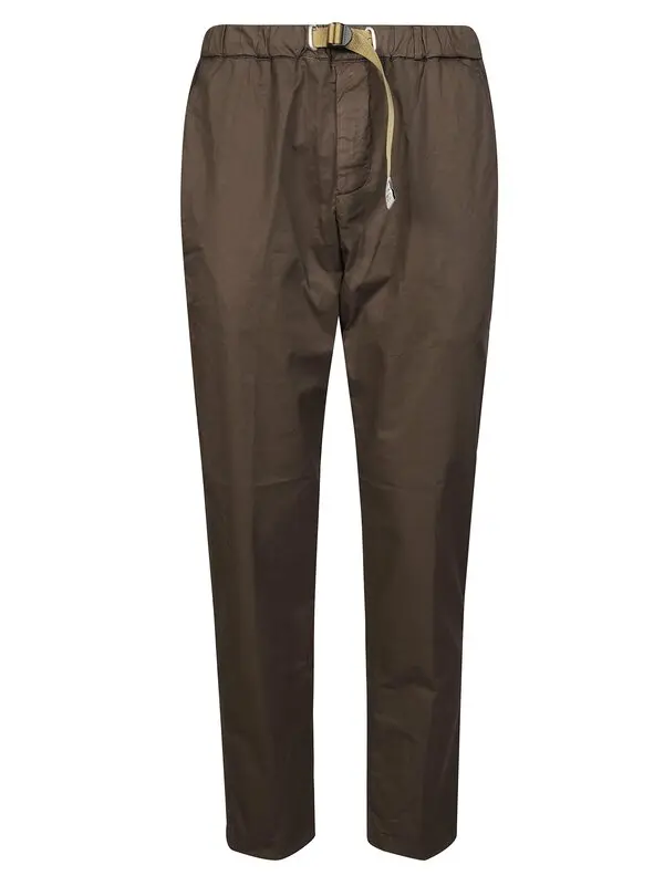 WHITE SAND Lyocell, Linen, And Cotton Blend Trousers - Marrone