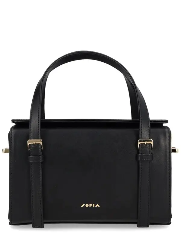SOFIA Structured Top Handle Satchel With Buckle Detail