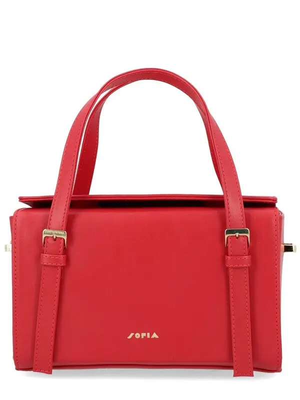 SOFIA Structured Top Handle Satchel Bag - Red
