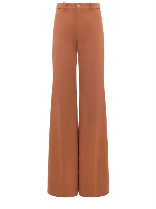 Chloé High-rise Cotton Canvas Flared Pants - Brown
