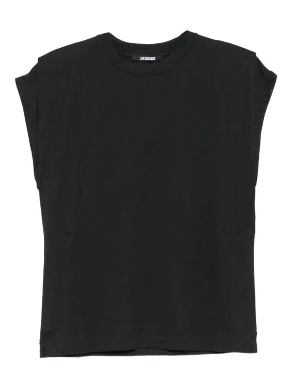 Jacquemus Sleeveless Crinkled Neck Top - Black