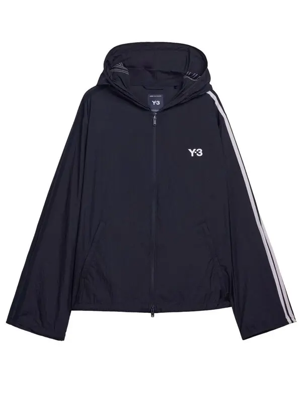 Y3 Nylon Zip-up Track Top With Signature Stripes