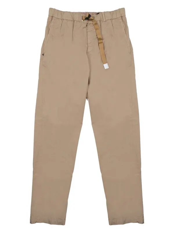 WHITE SAND Cotton Belted Trousers - Beige