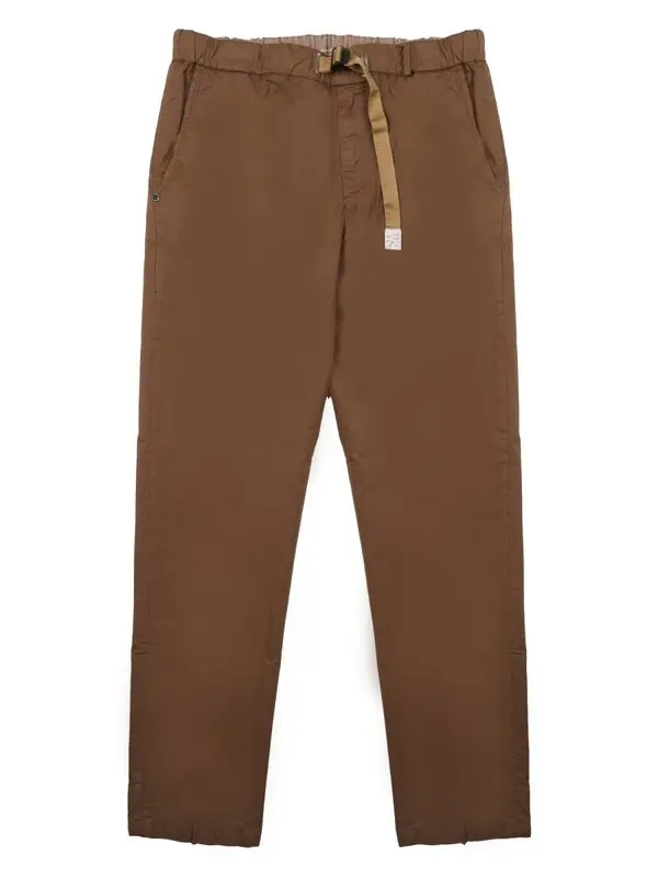 WHITE SAND Belted Cotton-blend Trousers - Brown
