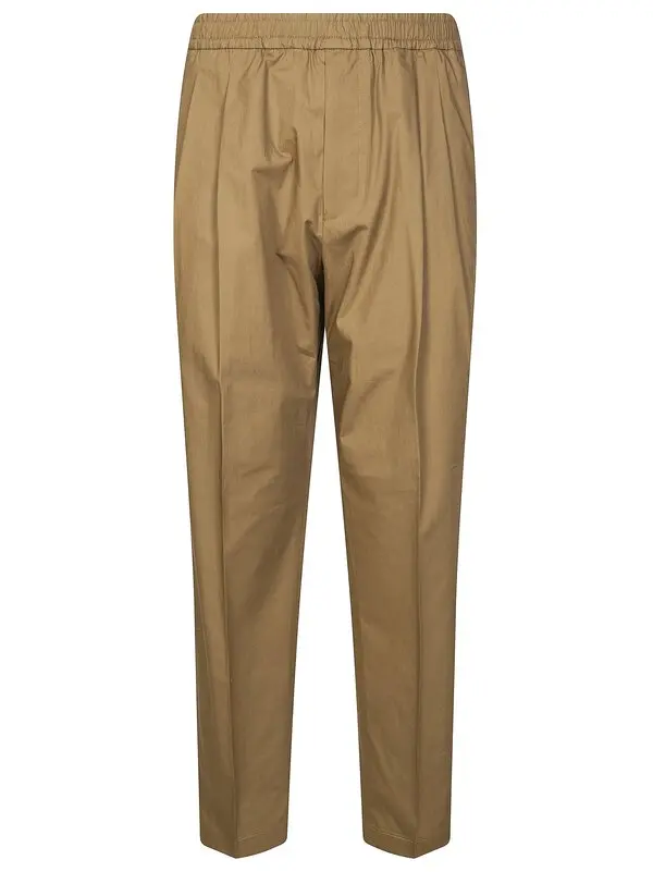 BE ABLE Pleated Trousers With Elastic Waist - Marrone