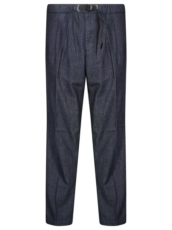 WHITE SAND Long Chambray Trousers With Pleats