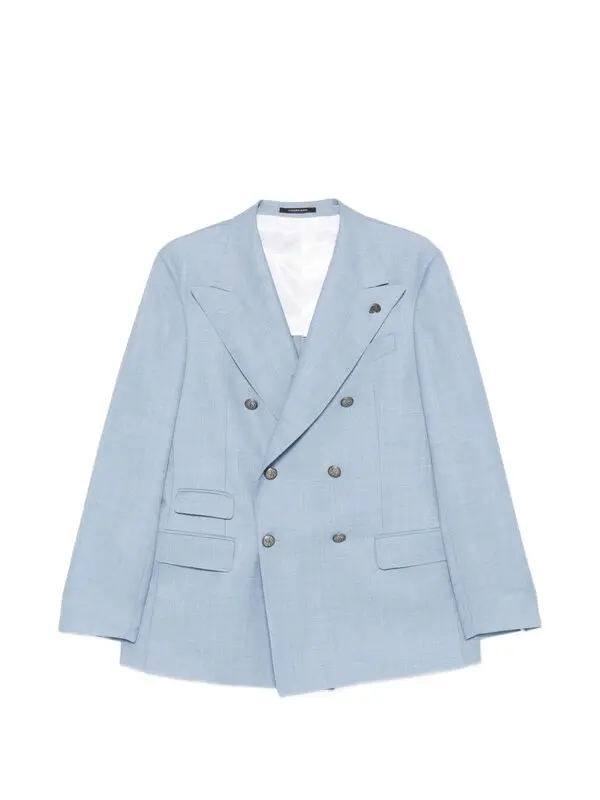 GABRIELE PASINI Double Breasted Wool Blazer - Light Blue