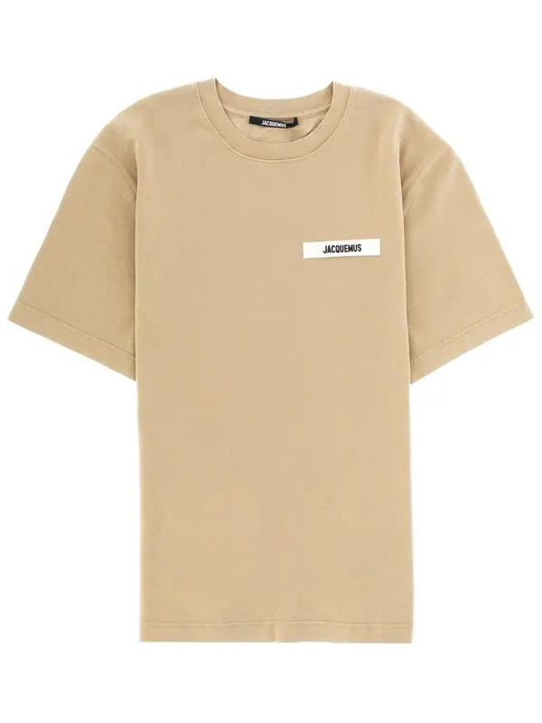Jacquemus Grosgrain Cotton T-shirt For - Beige