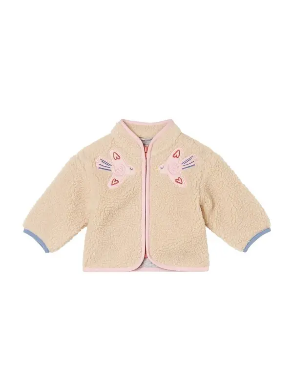 Stella McCartney Teddy Fleece Jacket With Bird Appliqu - Beige