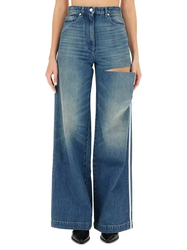 PETER DO Wide Leg Jeans With Cutout Detail - Blue