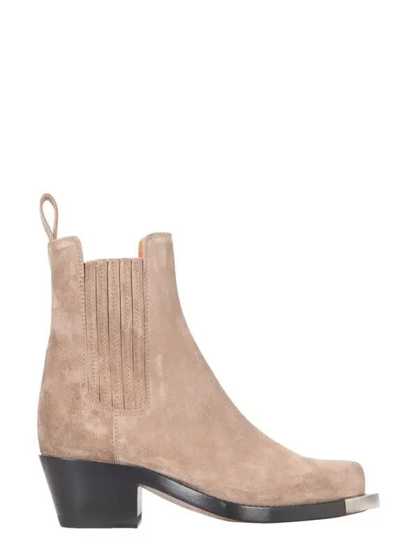 BUTTERO® Square-toe Suede Ankle Boots - Ivory
