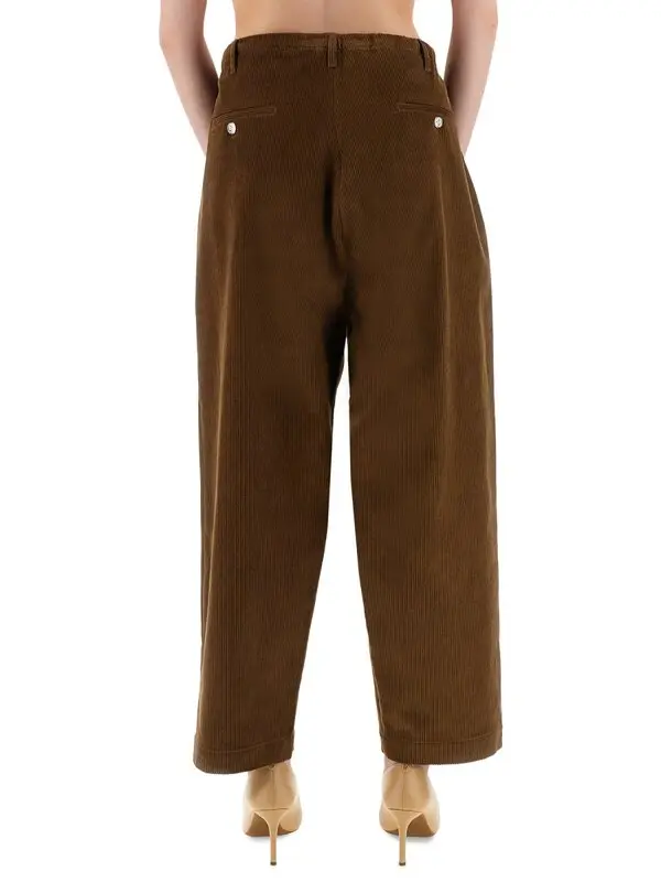 Moschino Drawstring Corduroy Wide Leg Trousers - Brown