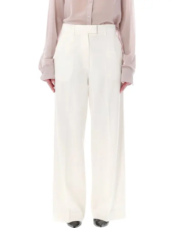 THE FRANKIE SHOP Relaxed Fit Wide-leg Trousers - Beige