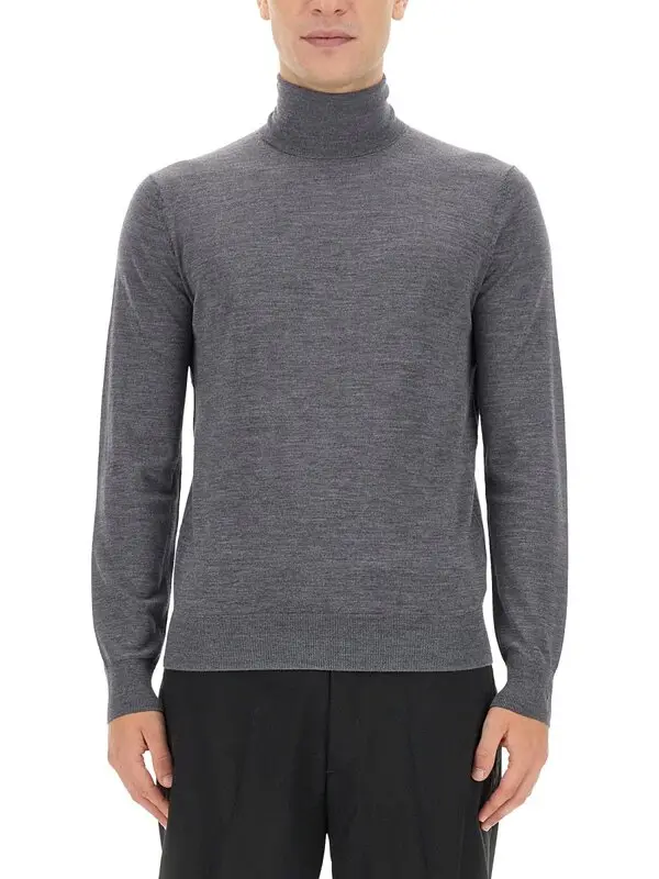 BALLANTYNE Regular Fit Wool Turtleneck Sweater - Grey