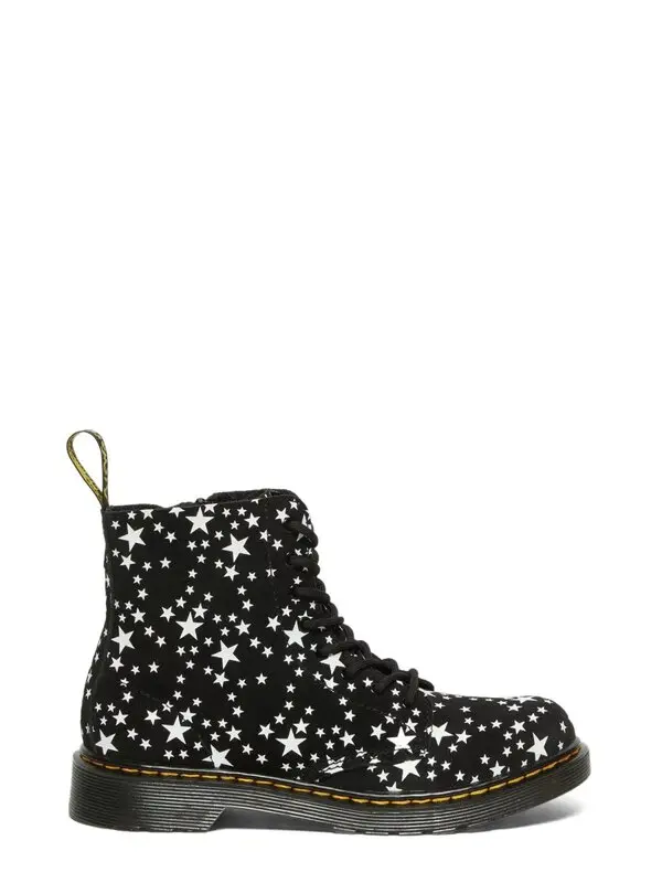Dr. Martens Youth Lace-up Star Print Boots - Black