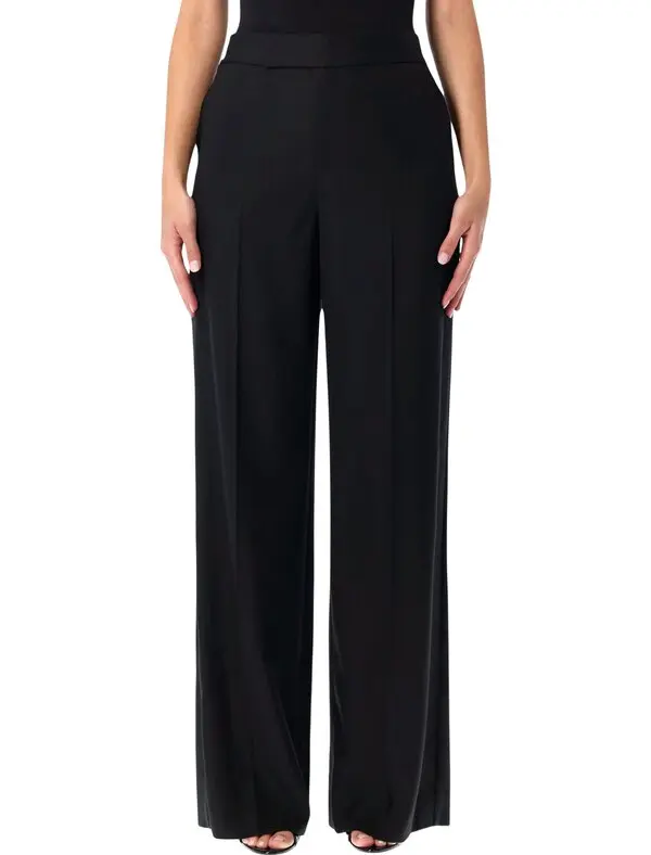 Ralph Lauren Pleated Wool Wide-leg Tuxedo Trousers - Black