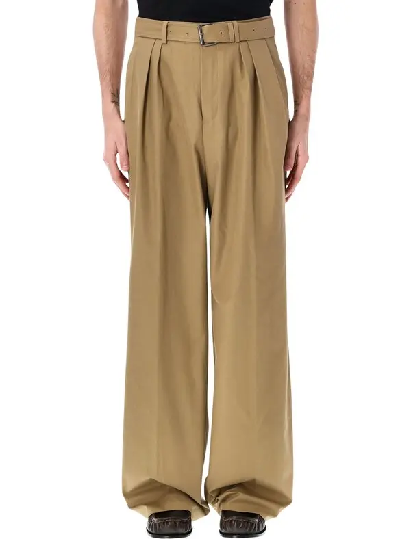 Dries Van Noten Cotton-blend Satin Straight-leg Pants - Brown
