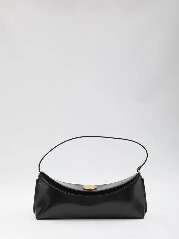 Jacquemus Le Calisso Shoulder Bag With Engraved Snap Button In Leather - Black