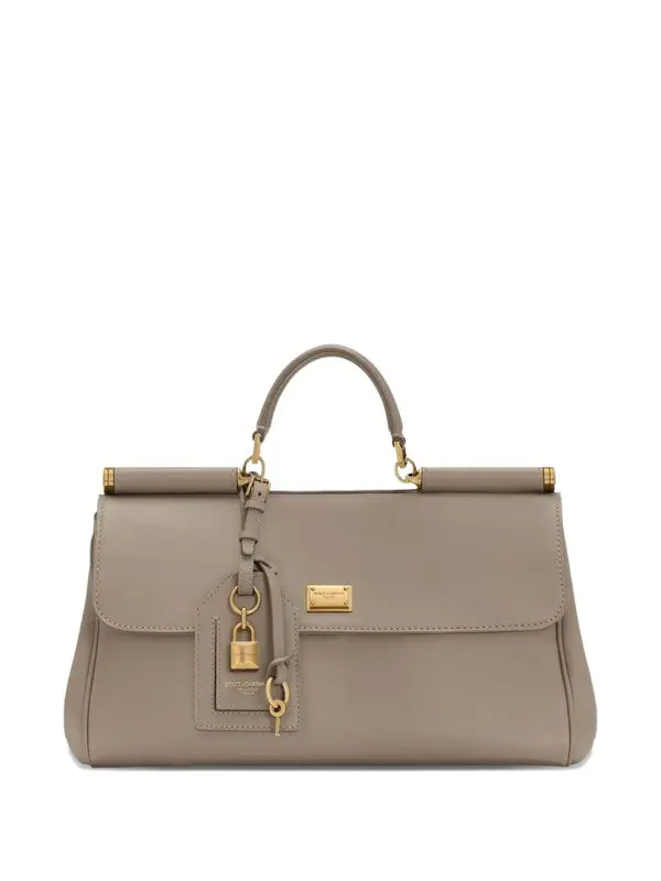 Dolce & Gabbana Medium Sicily Handbag In Plongé Calfskin - Beige