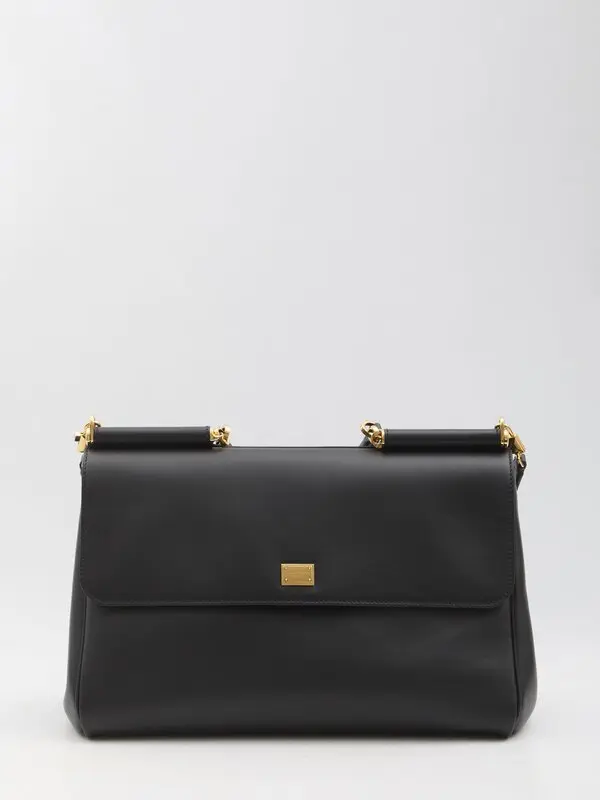 Dolce & Gabbana Maxi My Sicily Handbag In Plongé Calfskin - Black