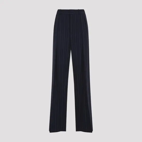 Ralph Lauren Jody Pleated Pinstripe Wool Pants - Blue