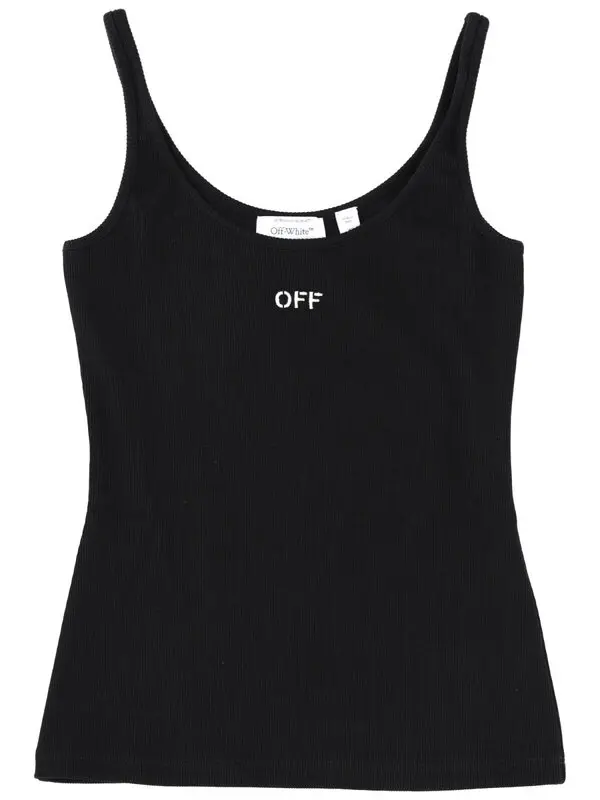 Off-White Ribbed Logo Tank Top - Black