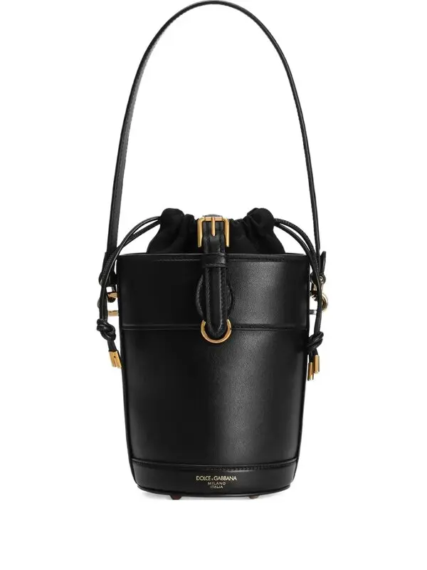 Dolce & Gabbana Mini Canvas And Leather Bucket Handbag Vintage Style - Black