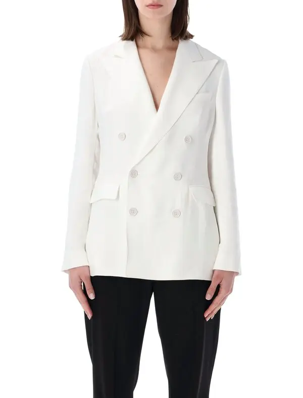 Ralph Lauren Double-breasted Jacket With Gold-tone Logo Buttons - White