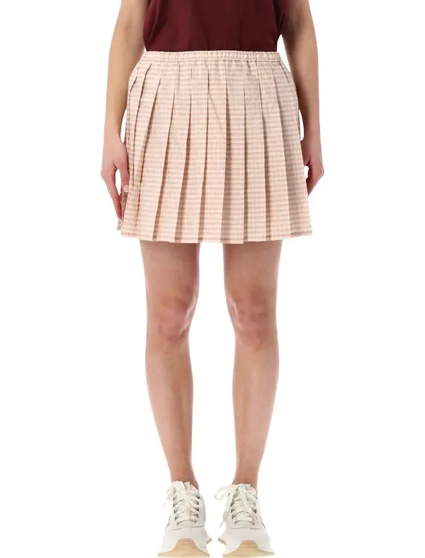 Moncler Pleated Mini Skirt With Gingham Checks - Light Pink