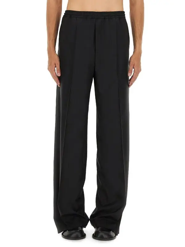 Moschino Embroidered Wool Canvas Pants - Black