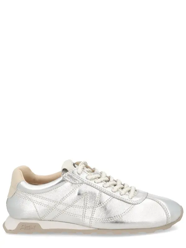 Ash Metallic Low-top Lace-up Sneakers - Silver
